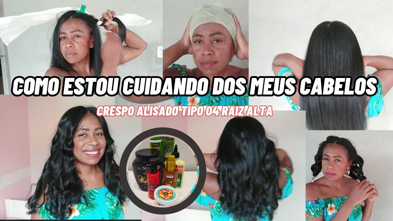 Como estou cuidando dos meus Cabelos 4B e C Raiz alta Crespo Alisado ...