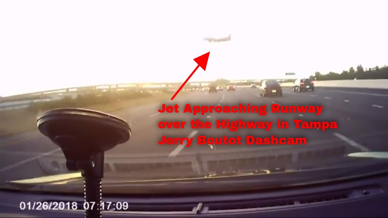 Jet Landing over Highway in Tampa - Jerry Boutot Dashcam - YouTube