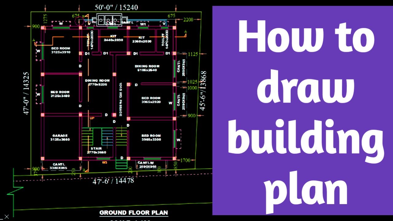 How to draw building plan II how to draw house plans step by step in ...