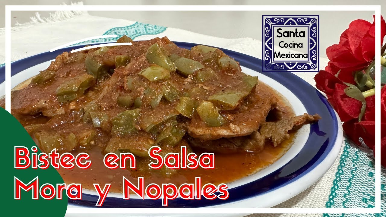 Bistec en Salsa de Chile Mora con Nopales - YouTube