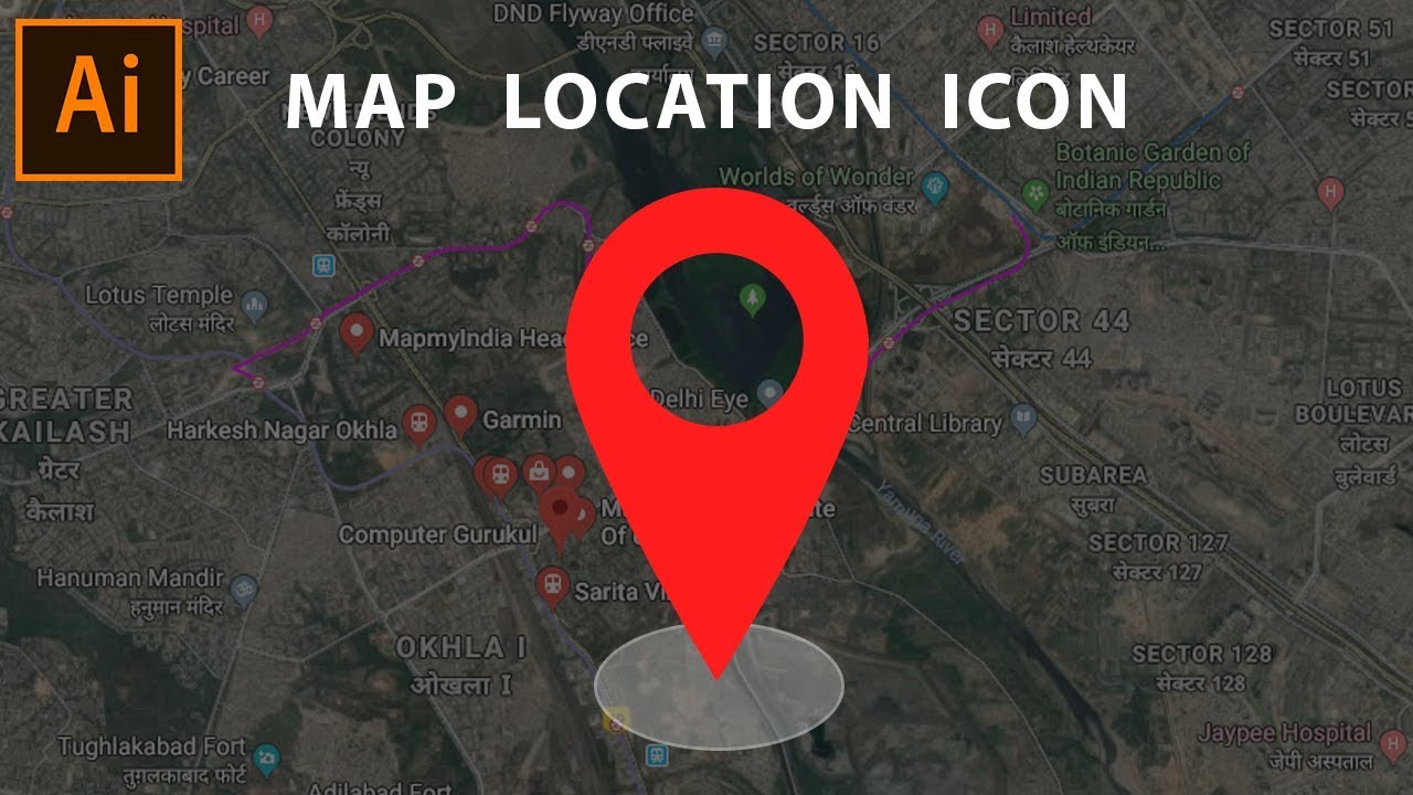 Illustrator Tutorial: Map location Icon in Illustrator in Hindi - YouTube