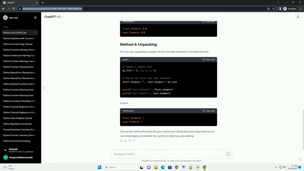 Python Get First And Last Element Of List YouTube Python Get First And Last Element Of List YouTube