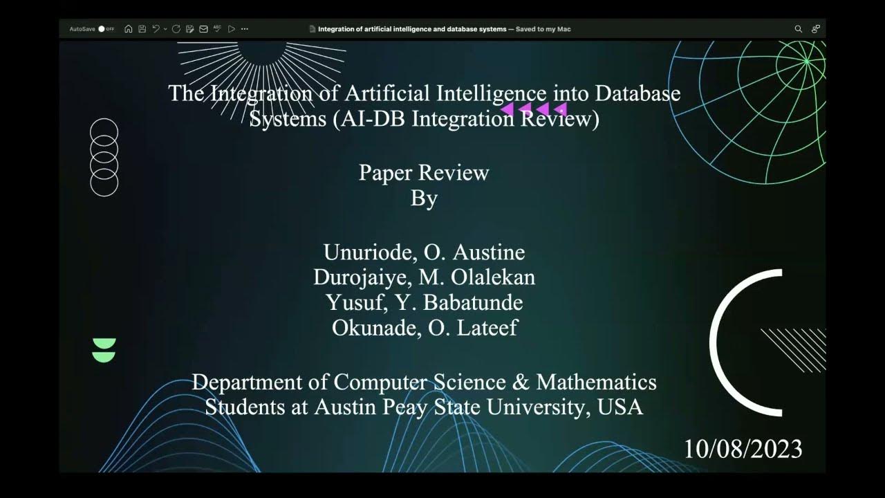 The Integration of Artificial Intelligence Into Database Systems(AI-DB Integration Review) - YouTube