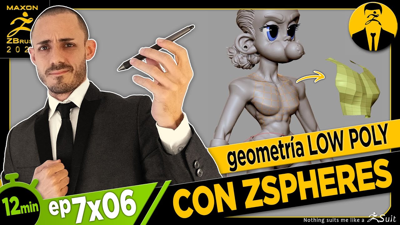Curso de ZBrush 7x06 - Geometría Low Poly con ZSpheres - YouTube