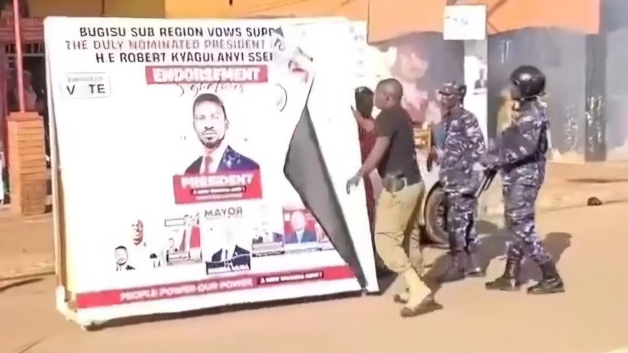 SHOCKING! Uganda Police Caught Tearing NUP Campaign Posters – Full ...
