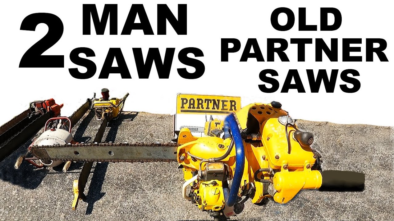 Two man CHAINSAWS, Vintage Partner chainsaws and big chippers! - YouTube