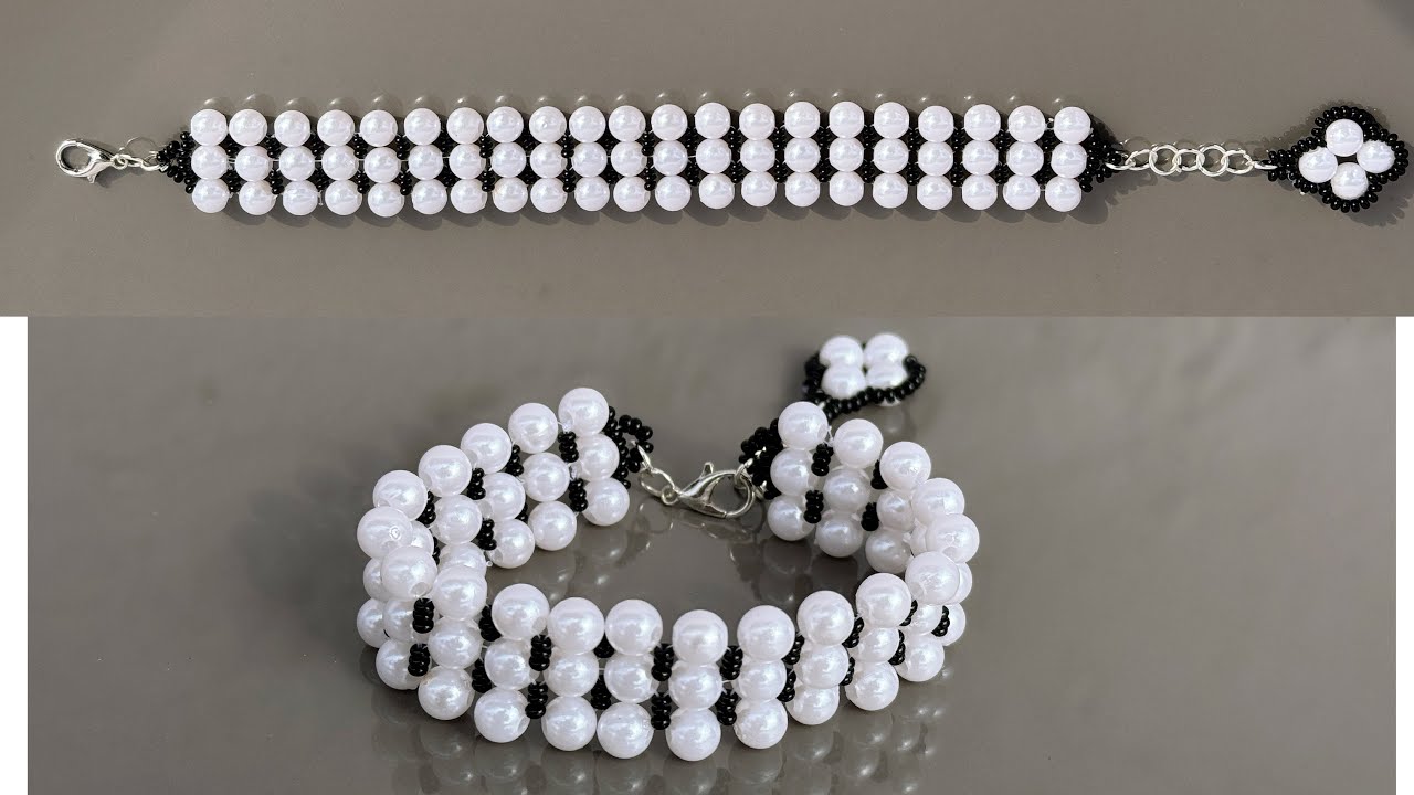 Pearls 3 Row Beaded Bracelet Tutorial | 5 minutes | Beginners Friendly ...