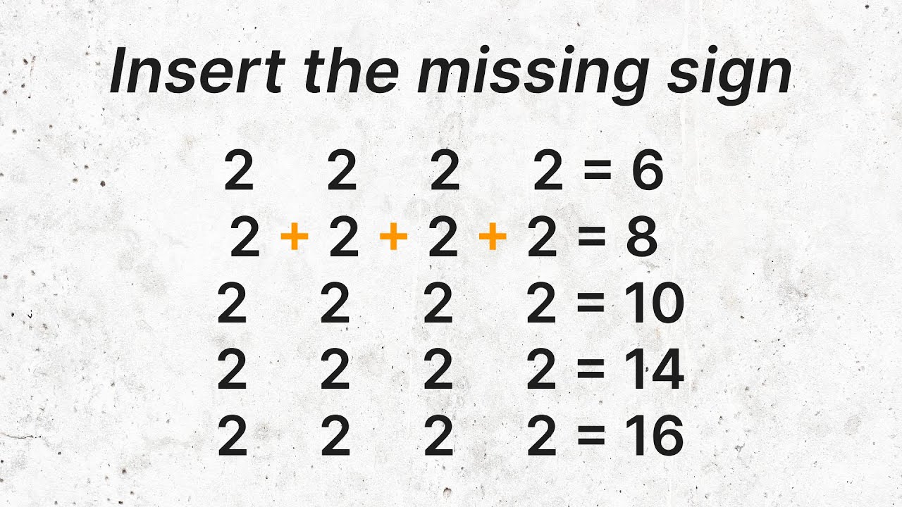 Insert the missing sign #4 - YouTube