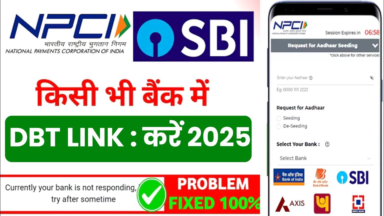 NPCI Link to Bank Account online 2025, Aadhaar NPCI link online, DBT ...