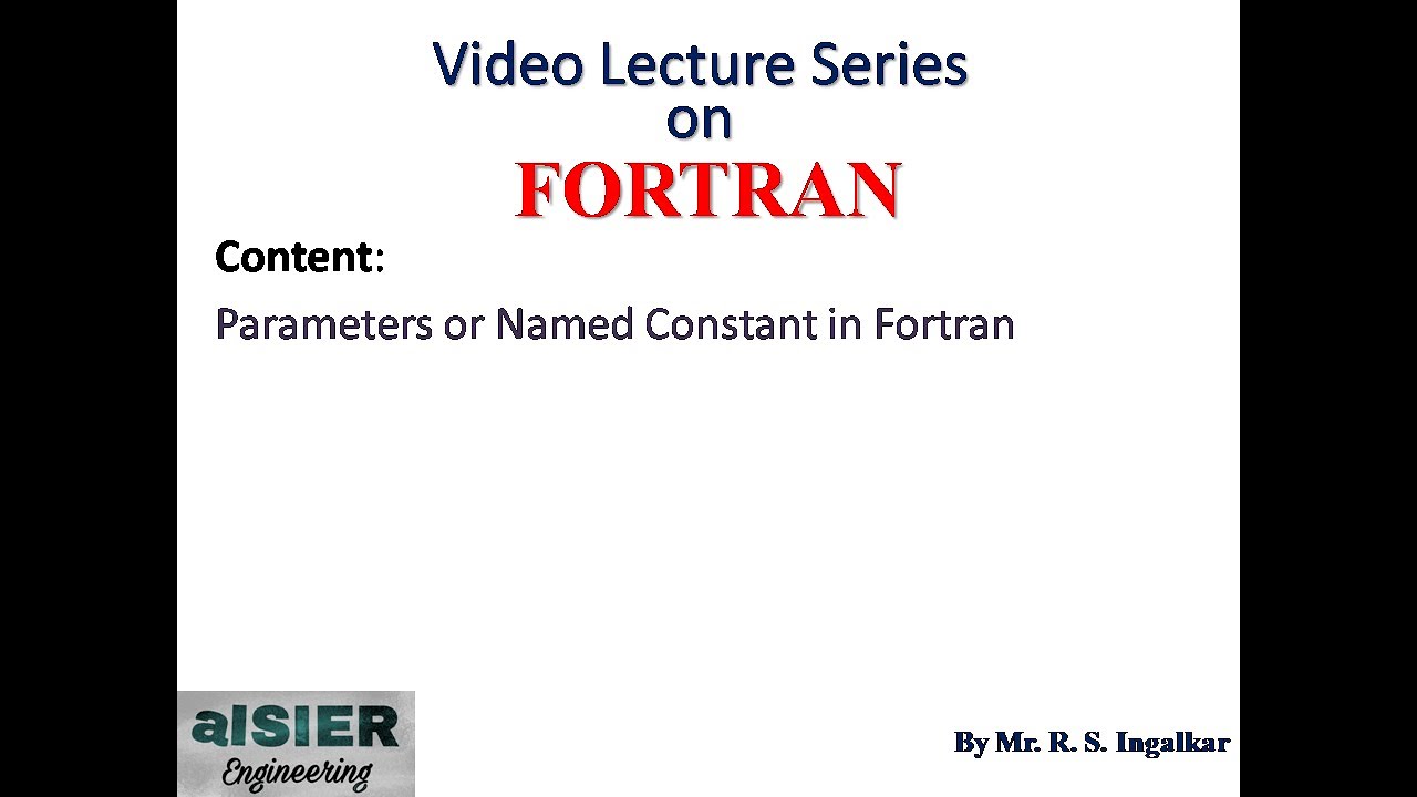 9.0 PARAMETERS or NAMED CONSTANT Statement in FORTRAN - YouTube
