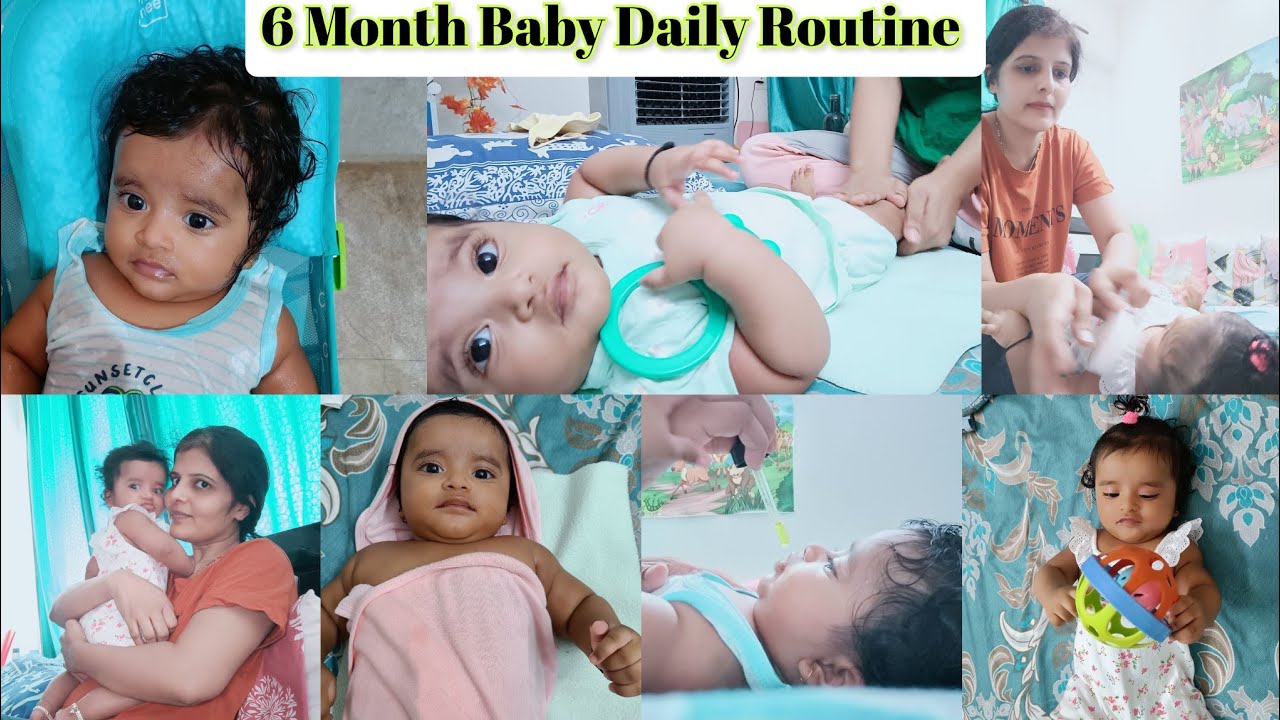 6 month Baby morning to night routine|| Baby Girl daily routine|| Baby ...