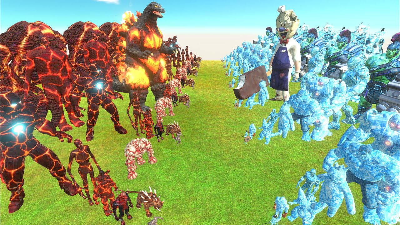 LAVA ICE WAR - LAVA TEAM vs ICE TEAM - Animal Revolt Battle Simulator ...
