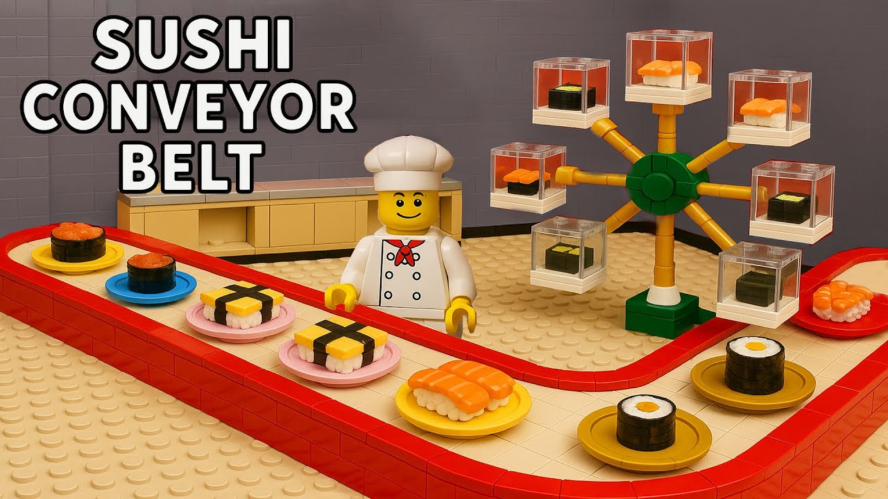 Mini Sushi Restaurant Built from LEGO – LEGO Sushi Conveyor Belt - YouTube