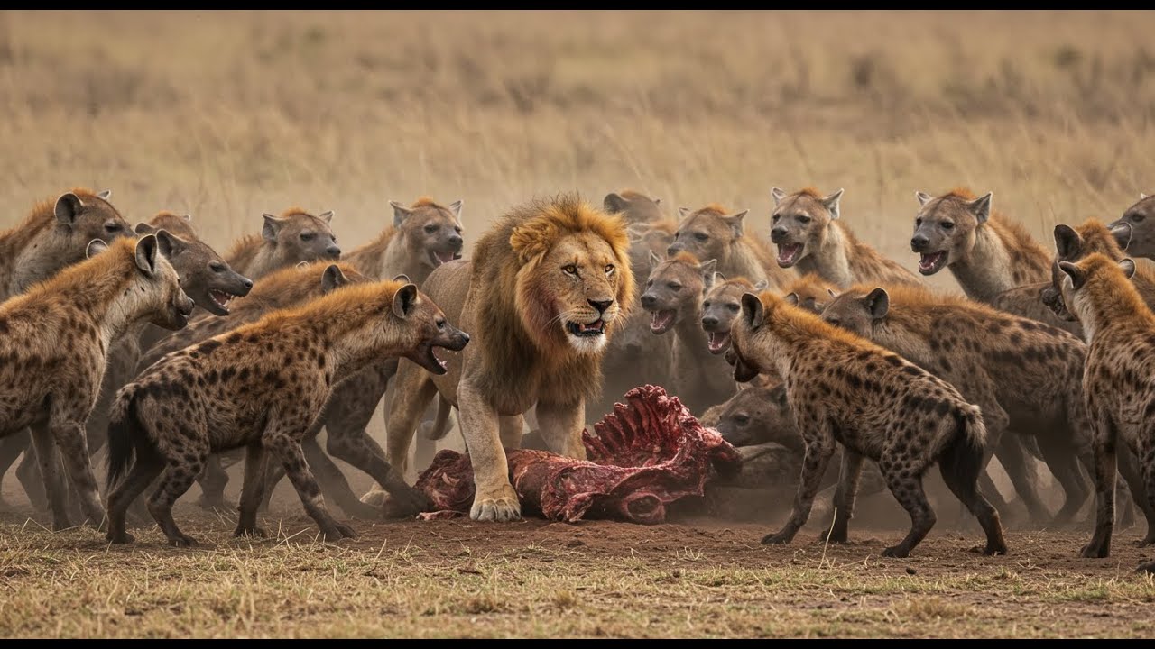Lonely Old Male Lion - Relentless Fight For Food between Lions and ...