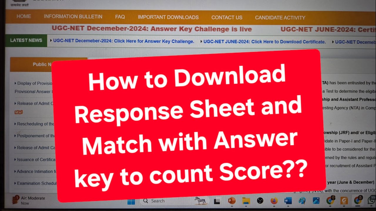 How to Download UGC NET Response Sheet & Match with Answer Key. | How ...