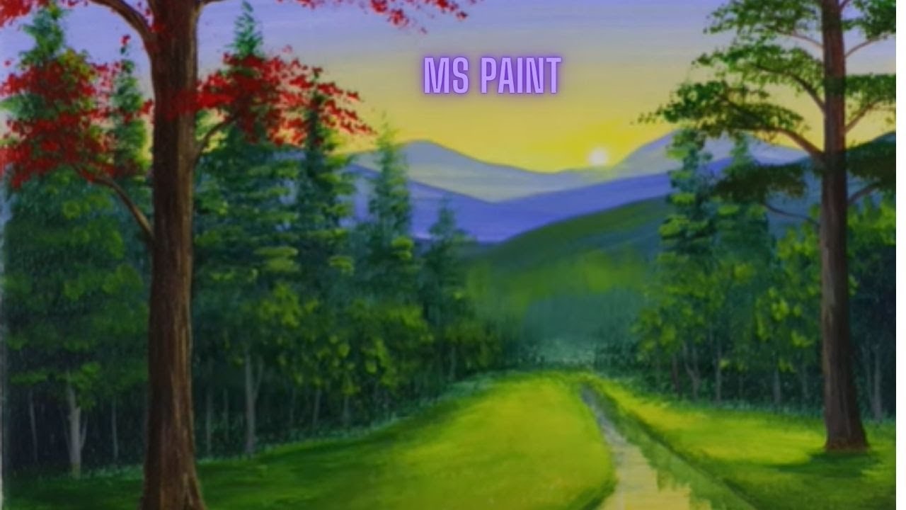 Paint in computer |How to Draw in Ms Paint| scenery drawing |drawing in ...