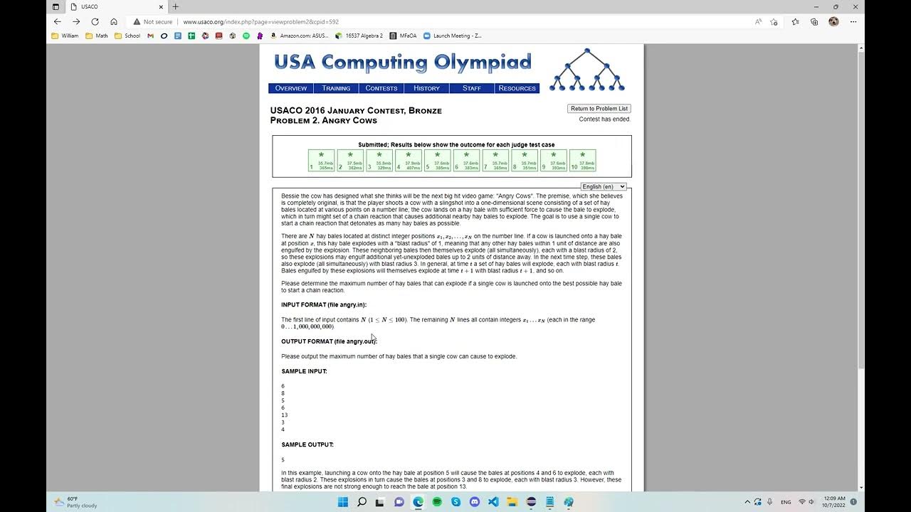 USACO Bronze - Angry Cows explanation (JAVA) - YouTube