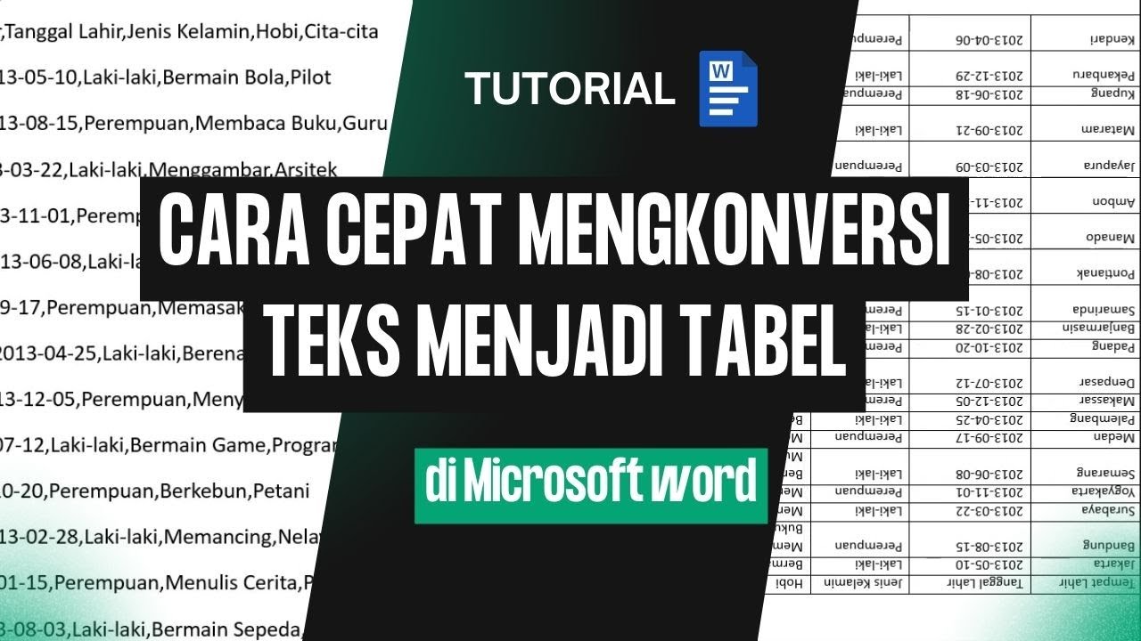 Cara cepat mengubah teks menjadi Tabel di Microsoft word - YouTube