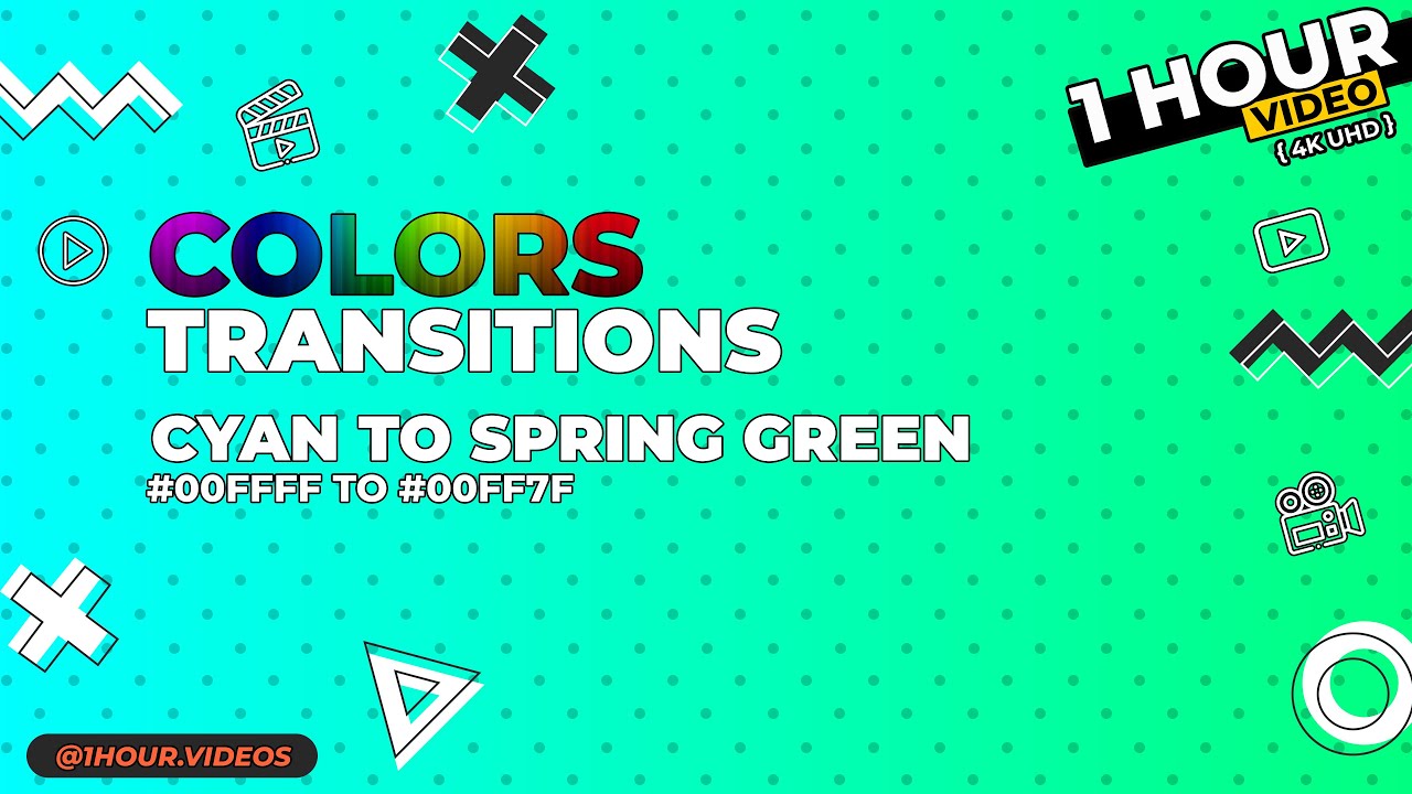 Cyan #00FFFF to Spring Green #00FF7F - 1 Hour - 4k - Chromotherapy ...