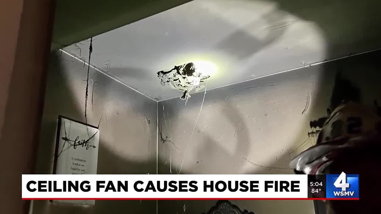 Ceiling fan causes house fire - YouTube