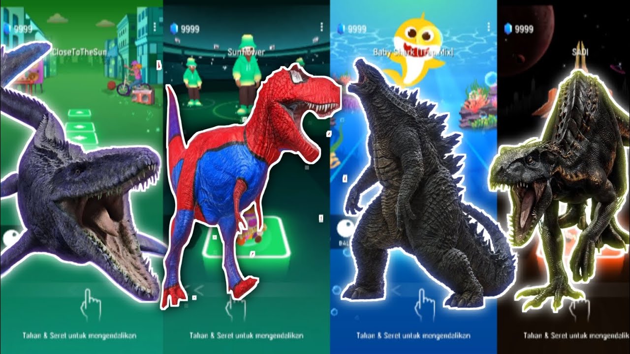 JurassicWorld Mosasaurus 🆚 T-rex Spider 🆚 Godzilla 🆚 Indominus 🎶 Who ...