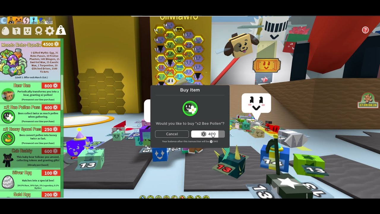 BUYS 2X BEE POLLEN PASS IN BEE SWARM SIMULATOR | Roblox - YouTube