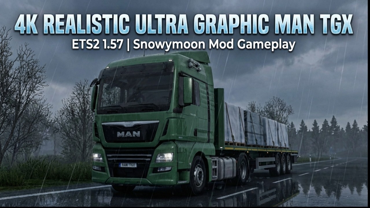 🔴 LIVE Realistic ETS2 Trucking | MAN TGX Snowymoon Weather Mod Gameplay ...