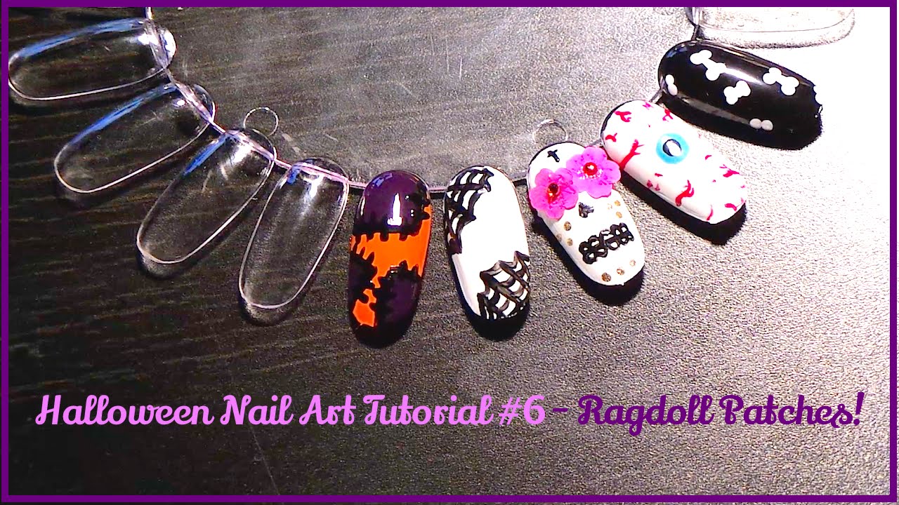 Halloween Nail Art Tutorial #5 - Rag Doll Patches! - YouTube