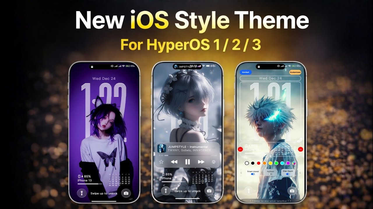 IOS STYLE NEW THEME FOR HYPEROS 1/2/3 AND BEAUTIFUL LOCK SCREEN - YouTube