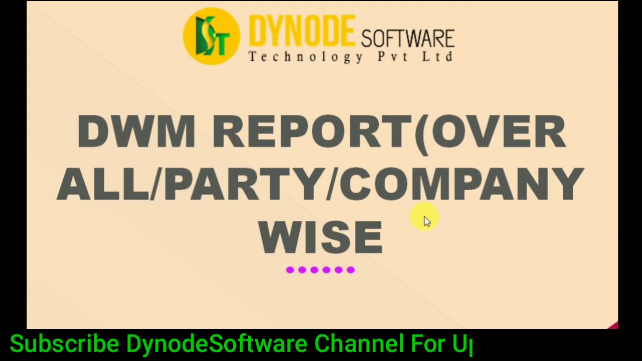 DWM Report in PMS Software - YouTube