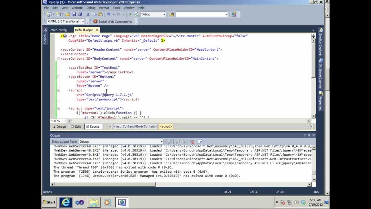 ASP.net and Jquery - Getting Started - YouTube