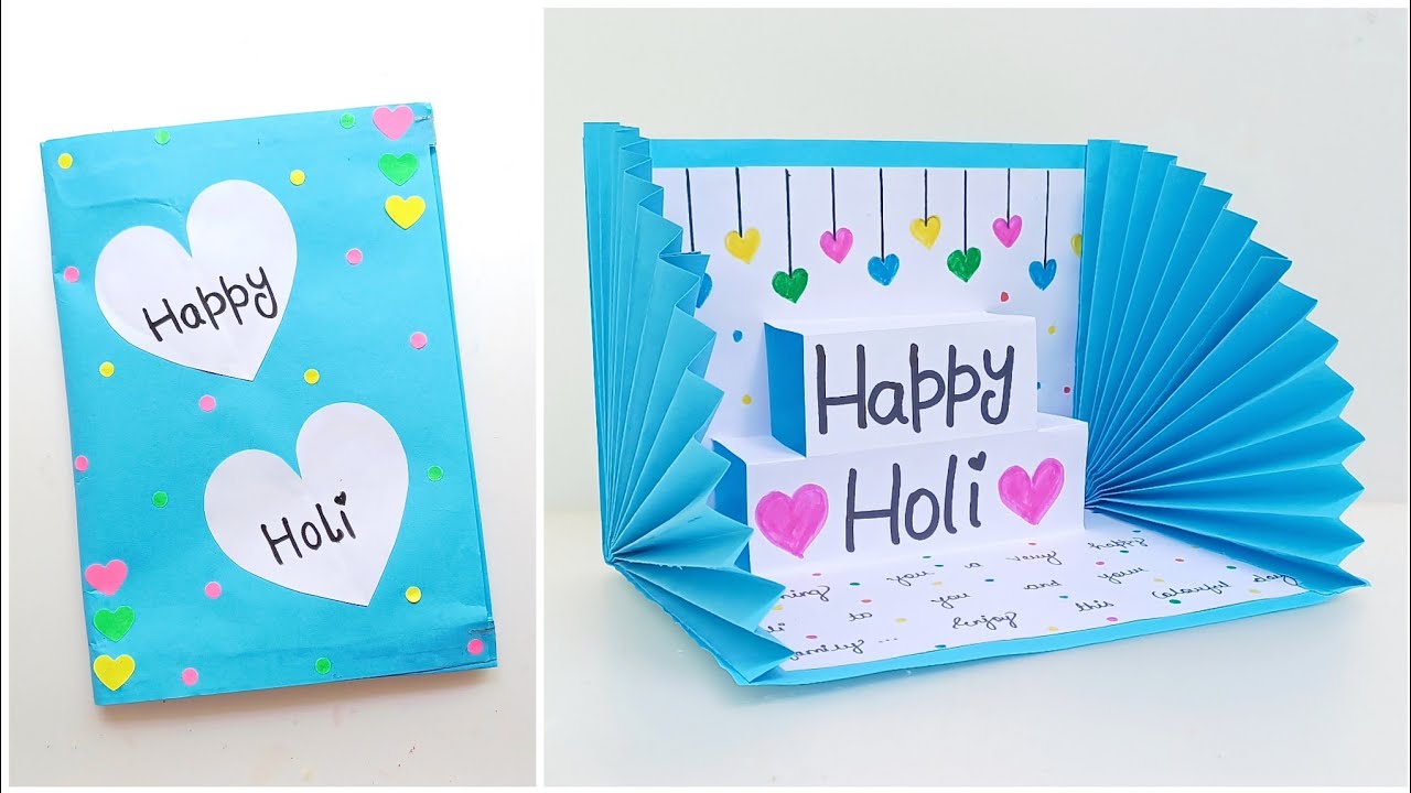 DIY - Happy Holi Card Making // How to make easy holi greeting card ...