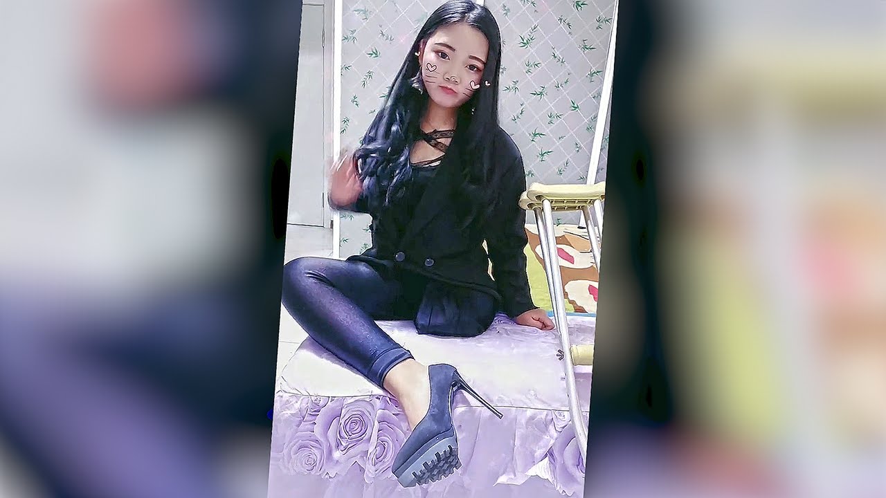 Lovely Amputee Girl on High Heel #9 - YouTube