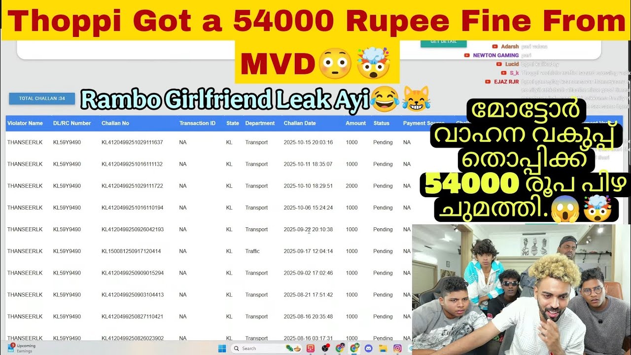 Thoppi Got a 54000 Rupee Fine From MVD 😳🤯 | Rambo Girlfriend Leak Ayi 😂 ...