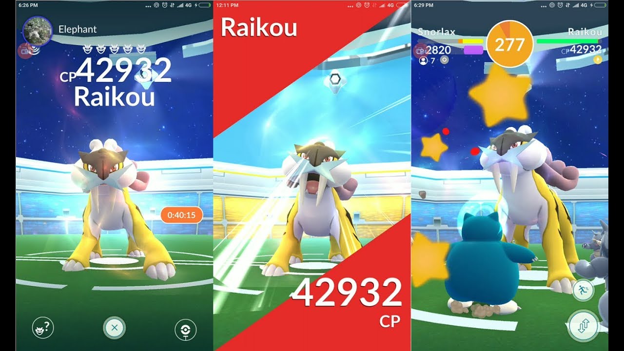 RAID BOSS RAIKOU with Snorlax, Rhydon, Steelix - YouTube
