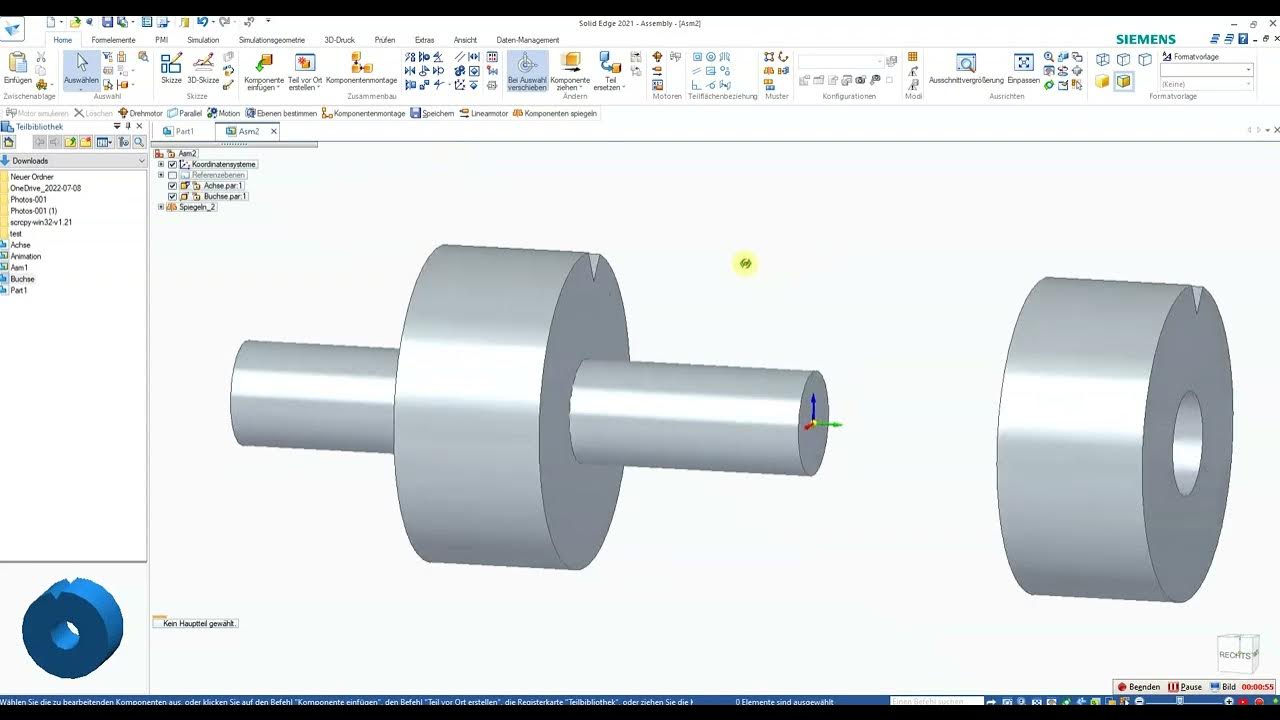Solid Edge Tutorial - Spiegeln in Assembly - YouTube
