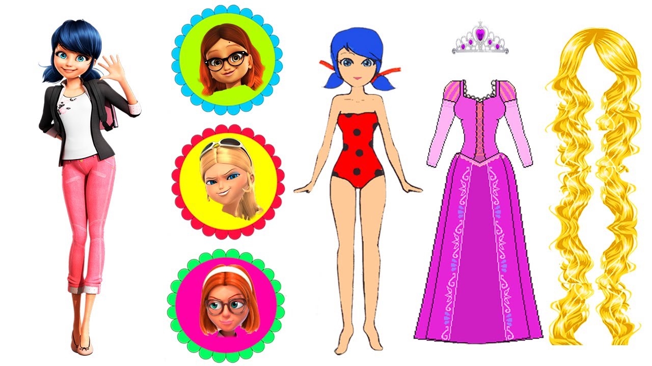 PAPER DOLLS LADYBUG AND FRIENDS DRESS UP COSTUMES DRESSES FOR PRINCESS ...
