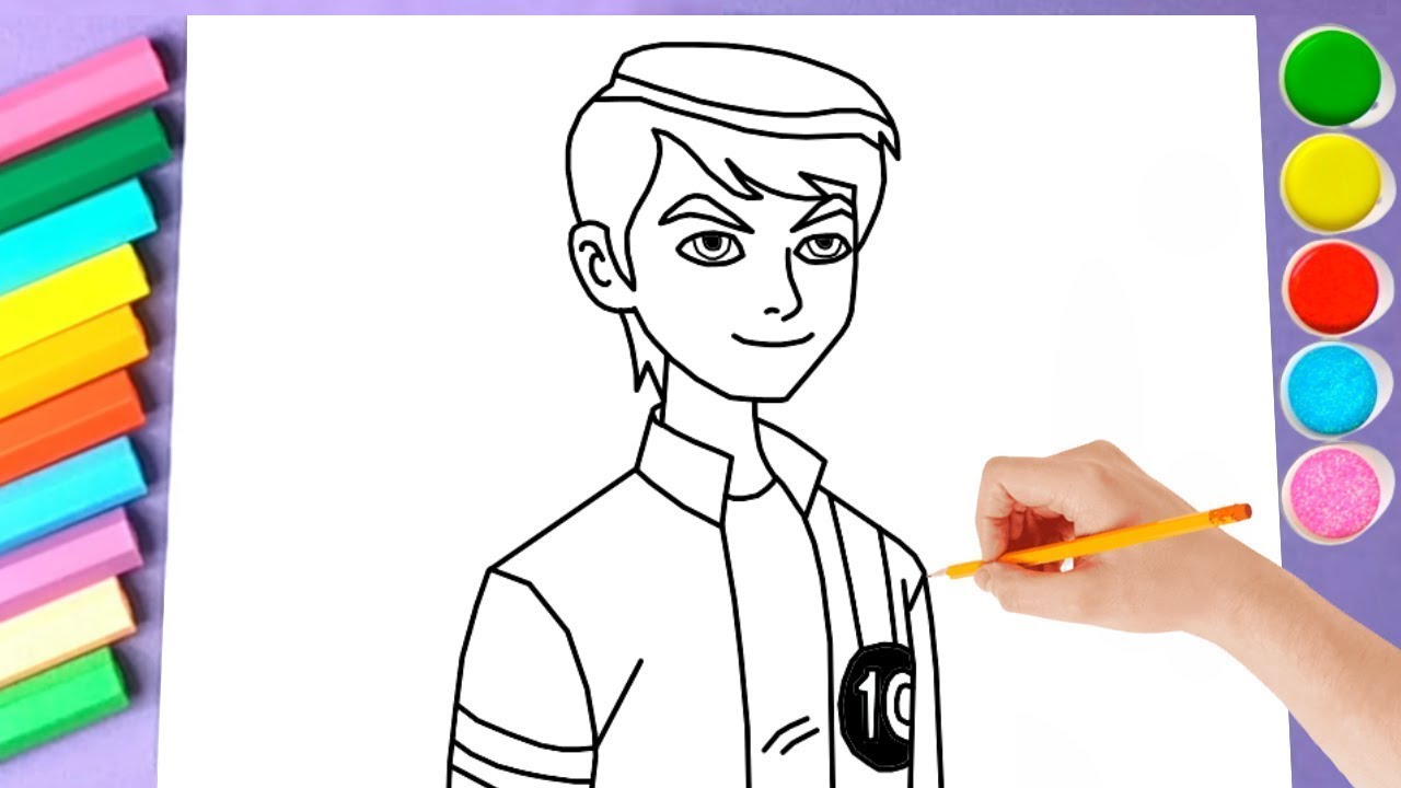How To Draw And Color BEN 10 Easy Step by Step 💙 - YouTube
