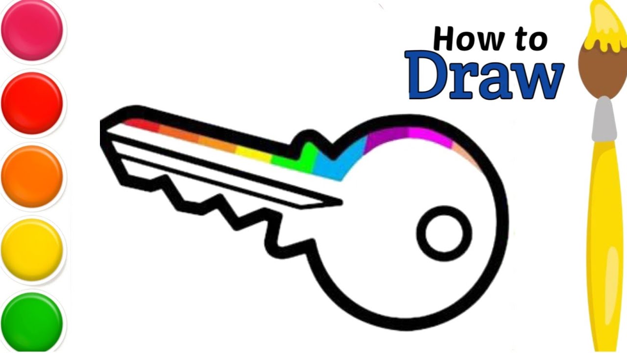 key drawing and colouring for kids. how to draw key 🔐. #kidsdrawing # ...