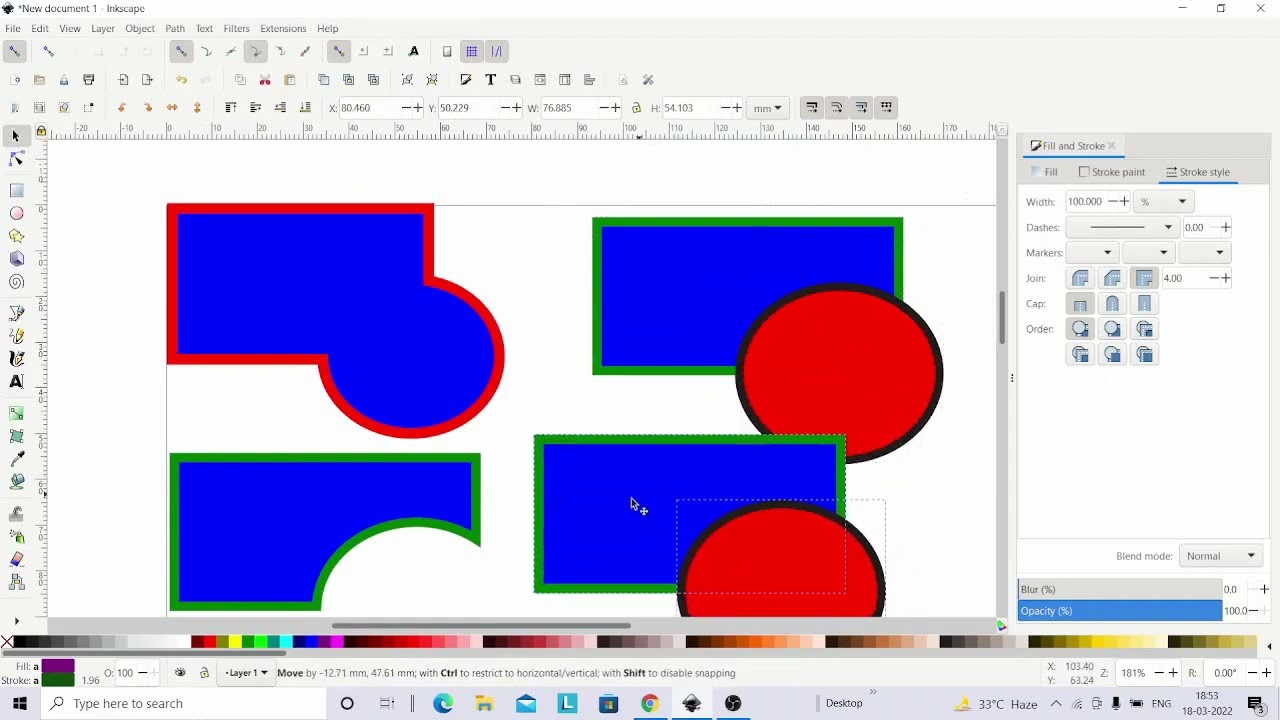 Inkscape Lesson 8 Union Differnce Intersection Exclusion Division Cut Path in Hindi - YouTube