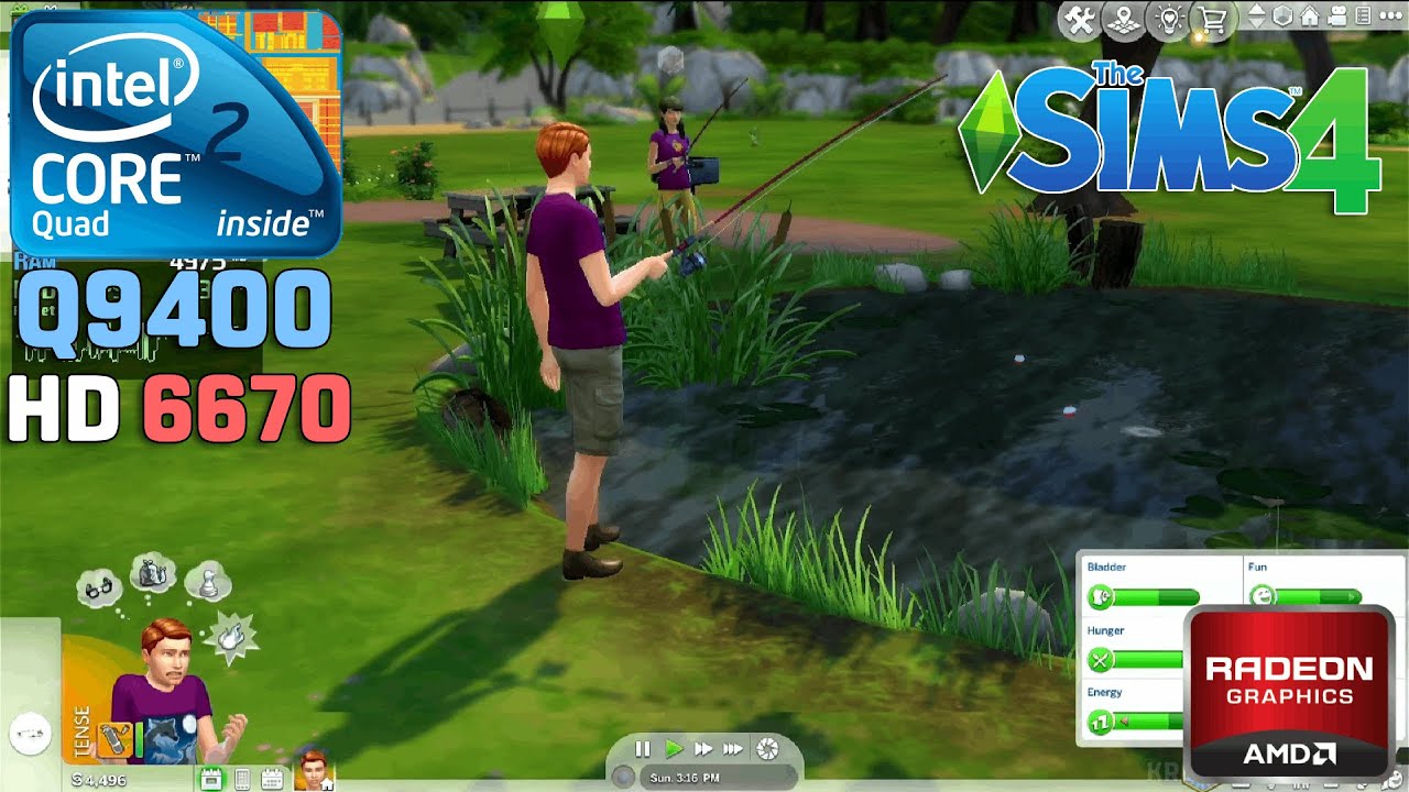 The Sims 4 - Core 2 Quad Q9400 + HD 6670 1GB - YouTube