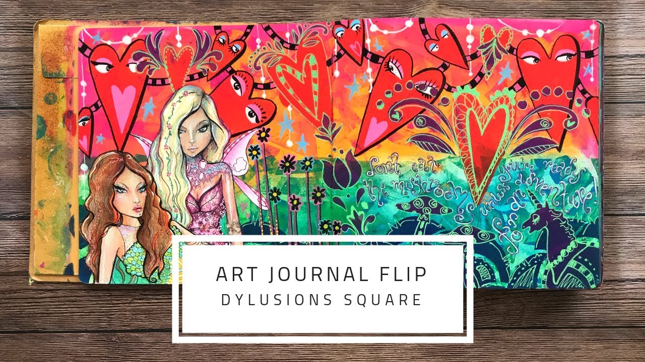 Art Journal Flip - DYLUSIONS SQUARE - YouTube