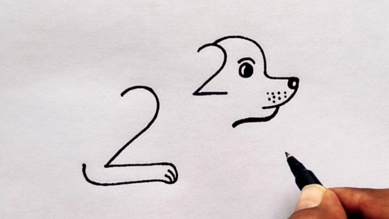 Dog Drawing Easy Way From 22 | Number Drawing | Dog Drawing Simple ...