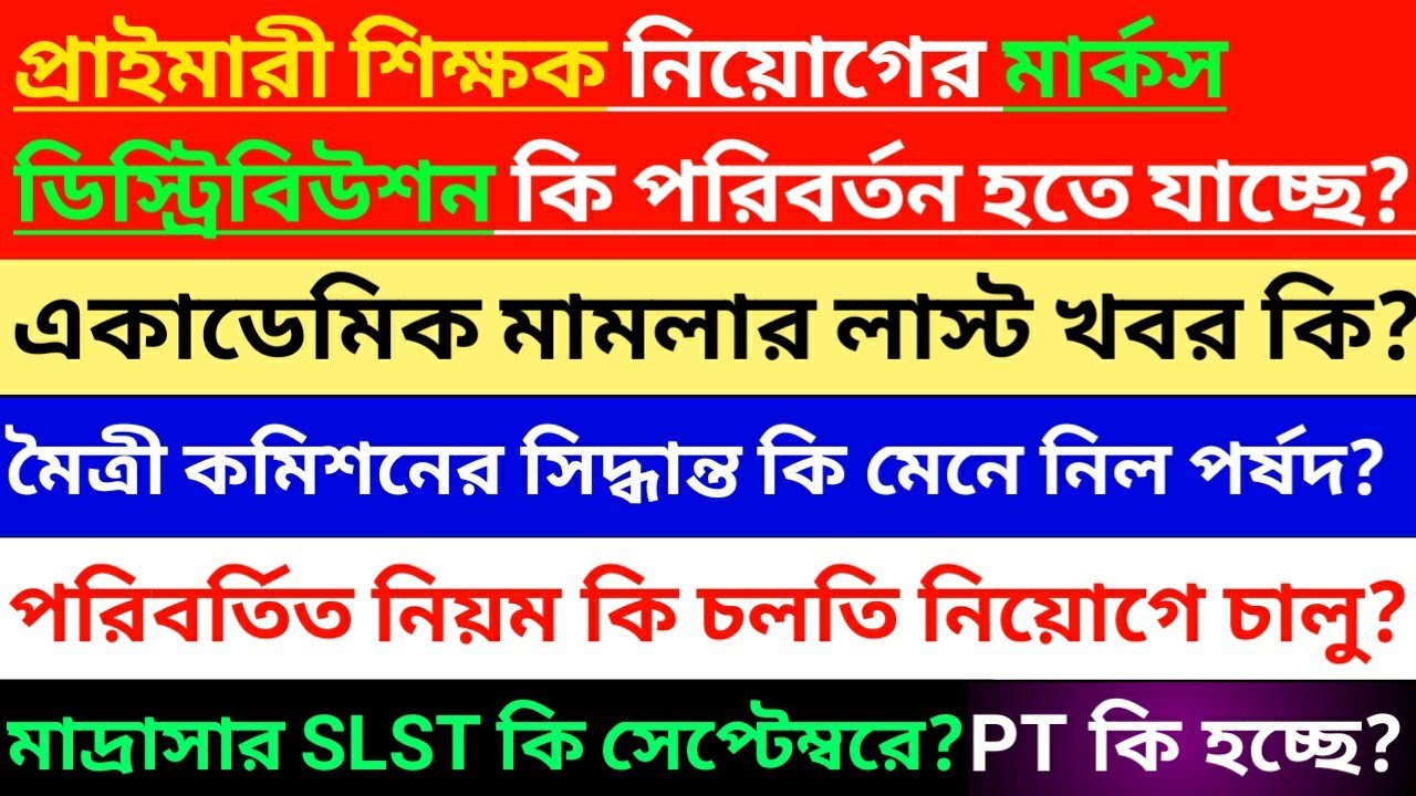 Primary Tet News Today | Madrasa Slst Exam Date | WB Primary Exam Marks ...