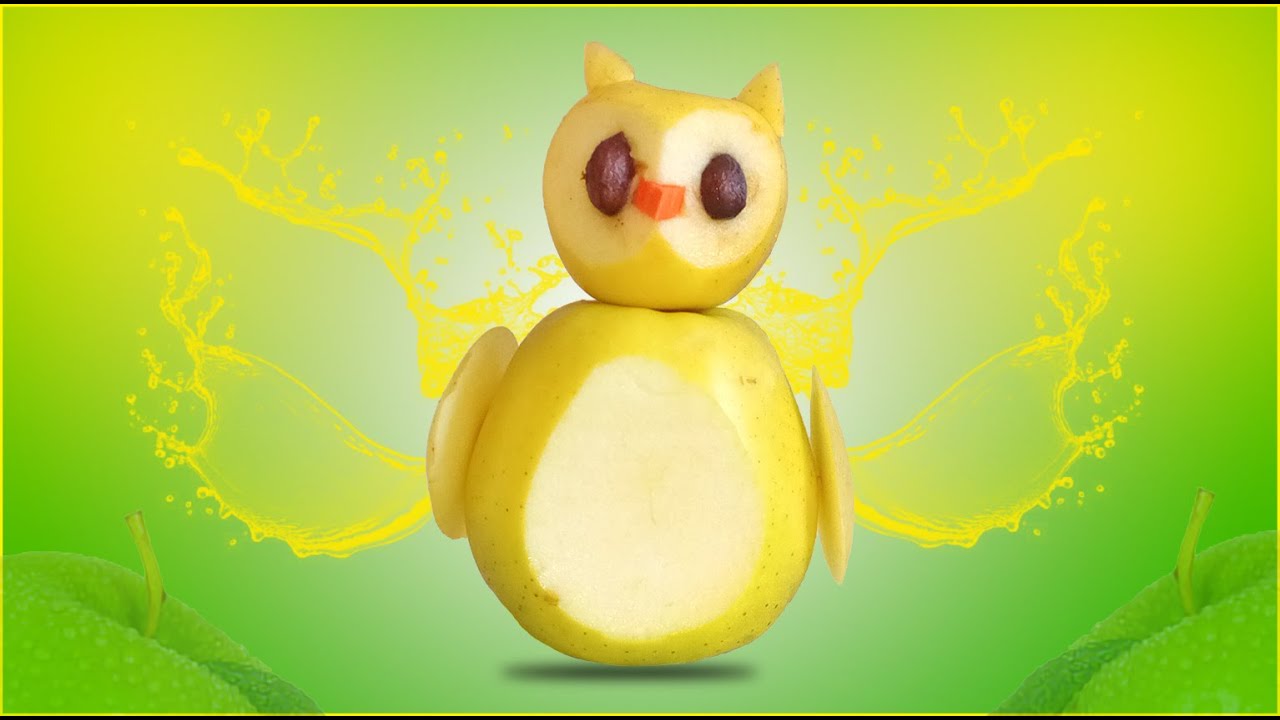 Owl apple - How to make an apple owl for your Kids 🍏 - YouTube