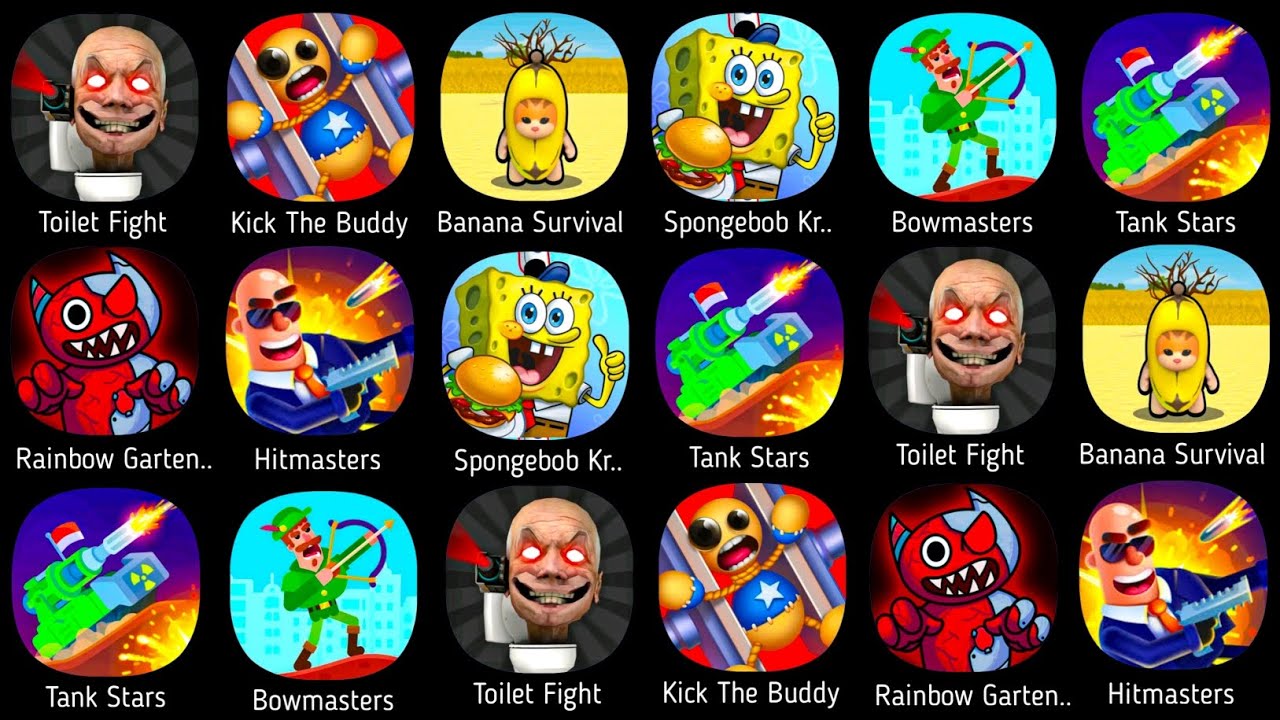Tank Stars,Bowmasters,Hitmasters,Rainbow Garten,Banana Survival,Toilet ...