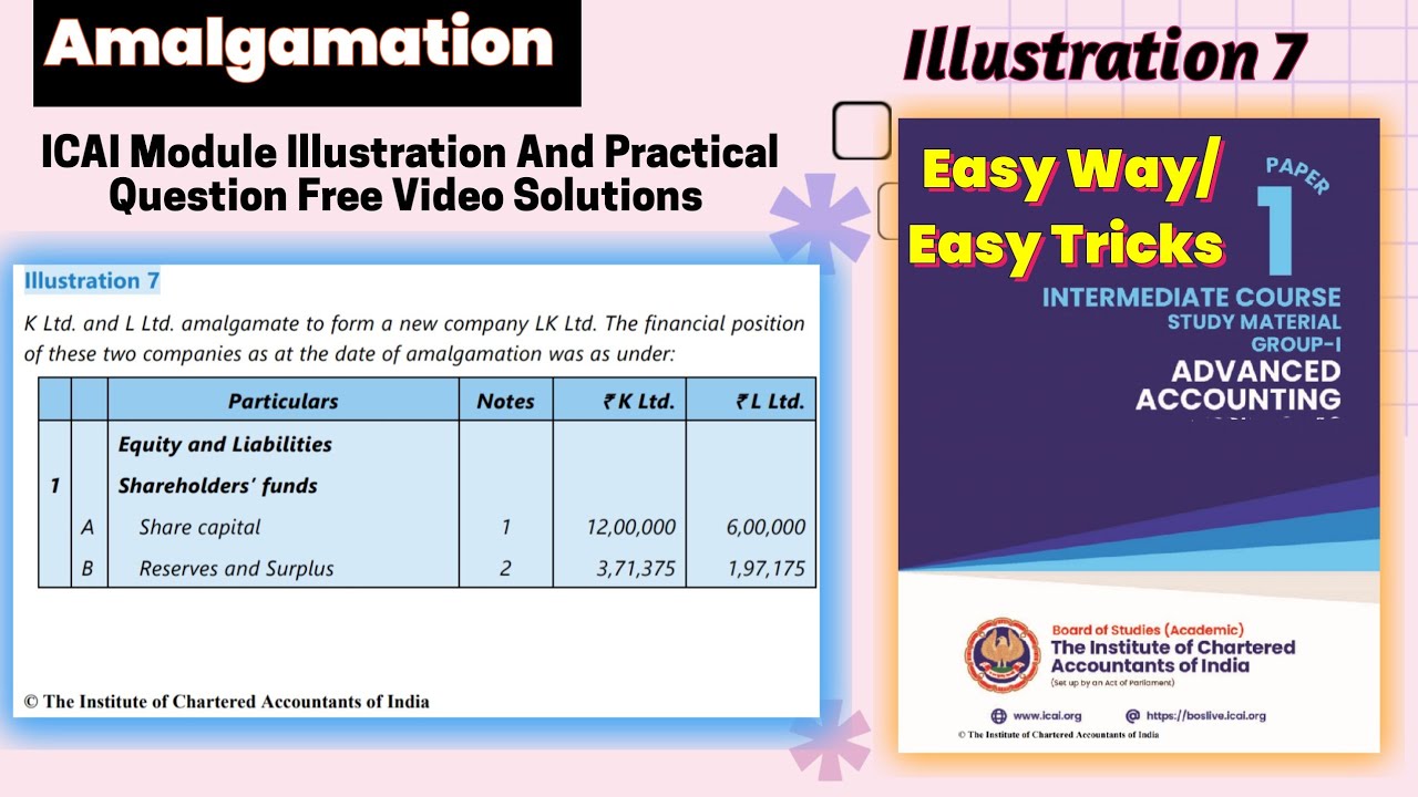 Illustration 7 | ICAI latest Module CA Inter Amalgamation Of Company ...