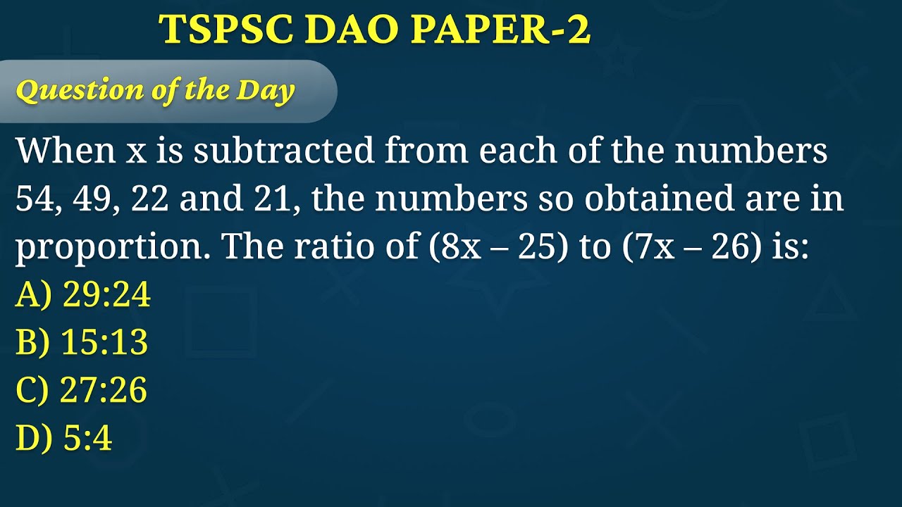 Question of the Day-26||TSPSC DAO Paper-2||MathswithMani - YouTube