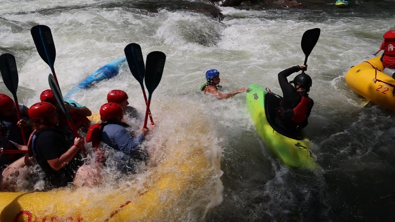 A Typical Busy Summer Day Of Ocoee River Rafting and Kayaking At Broken ...