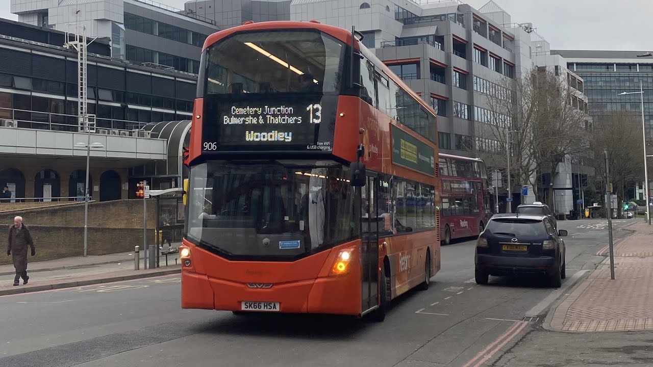 Reading Buses Route 13@906/SK66 HSA (Reading Station ↺ Woodley) - YouTube